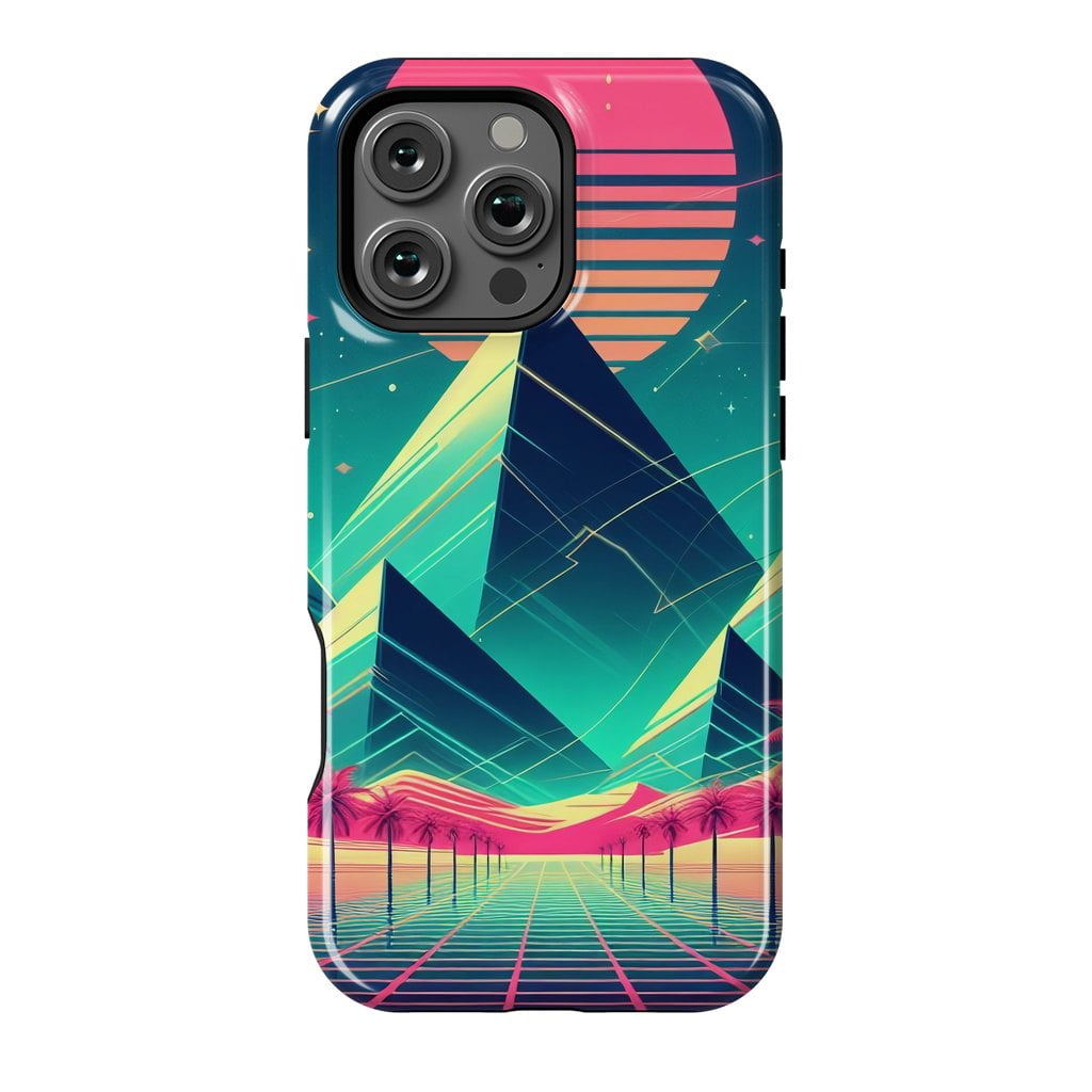 80s Neon Palm Pyramids Tough Cases Retro Landscape for iPhone 11-17 ...