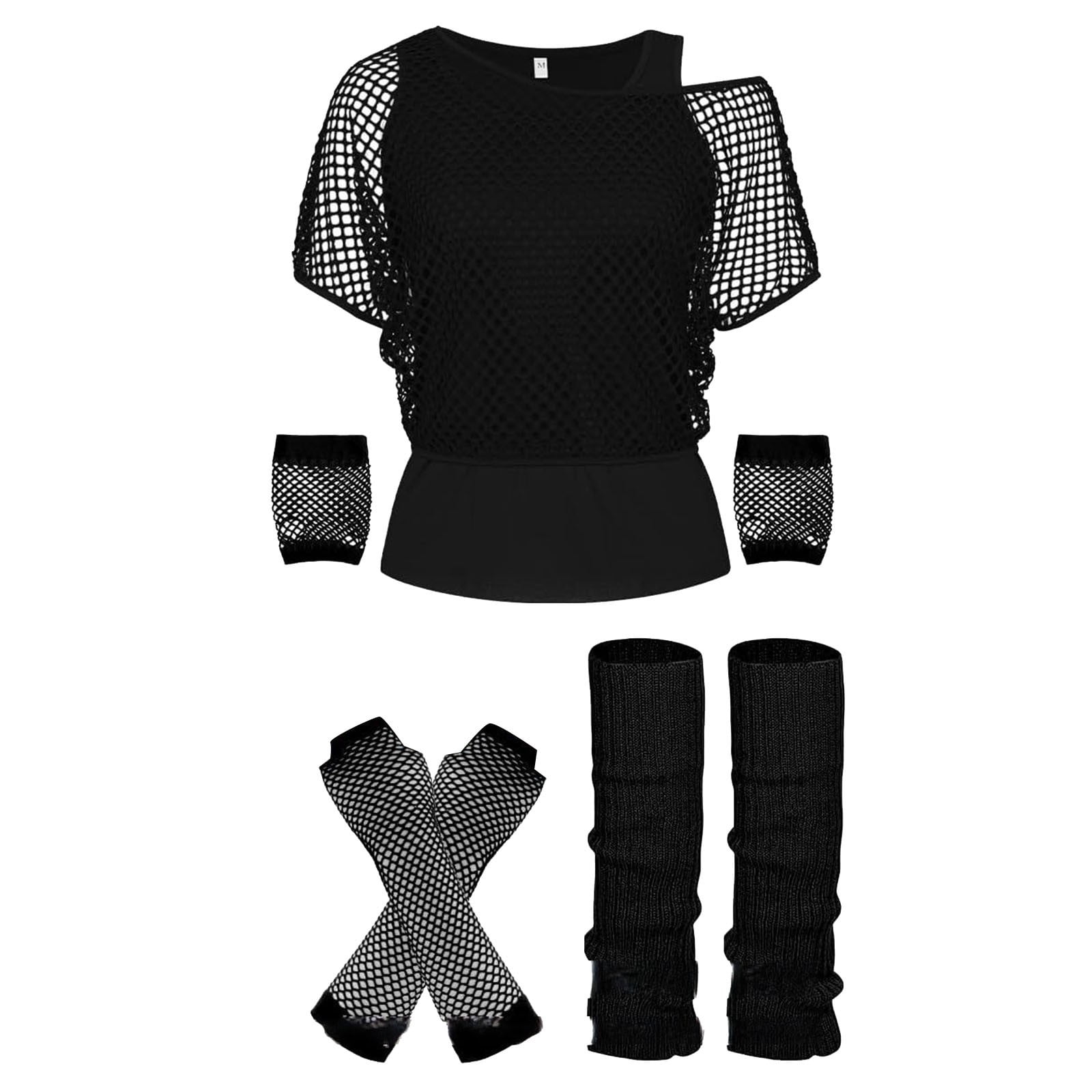 80s Off Shoulder Mesh Top Neon Graphic Tee For Women Retro Party ...