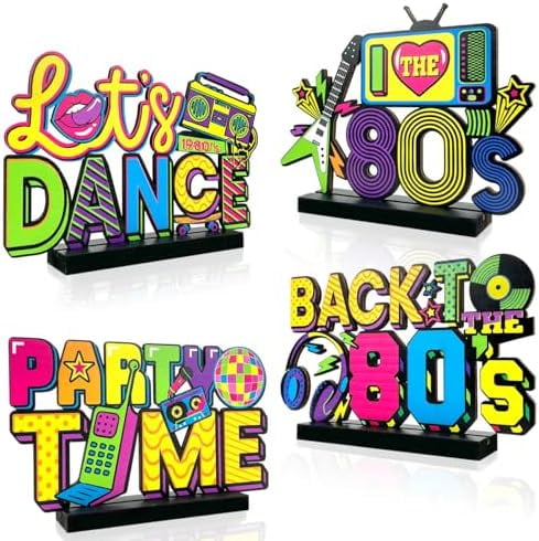 80s Party Decorations 4Pcs 80s Table Centerpieces 1980s Hip Hop Party ...