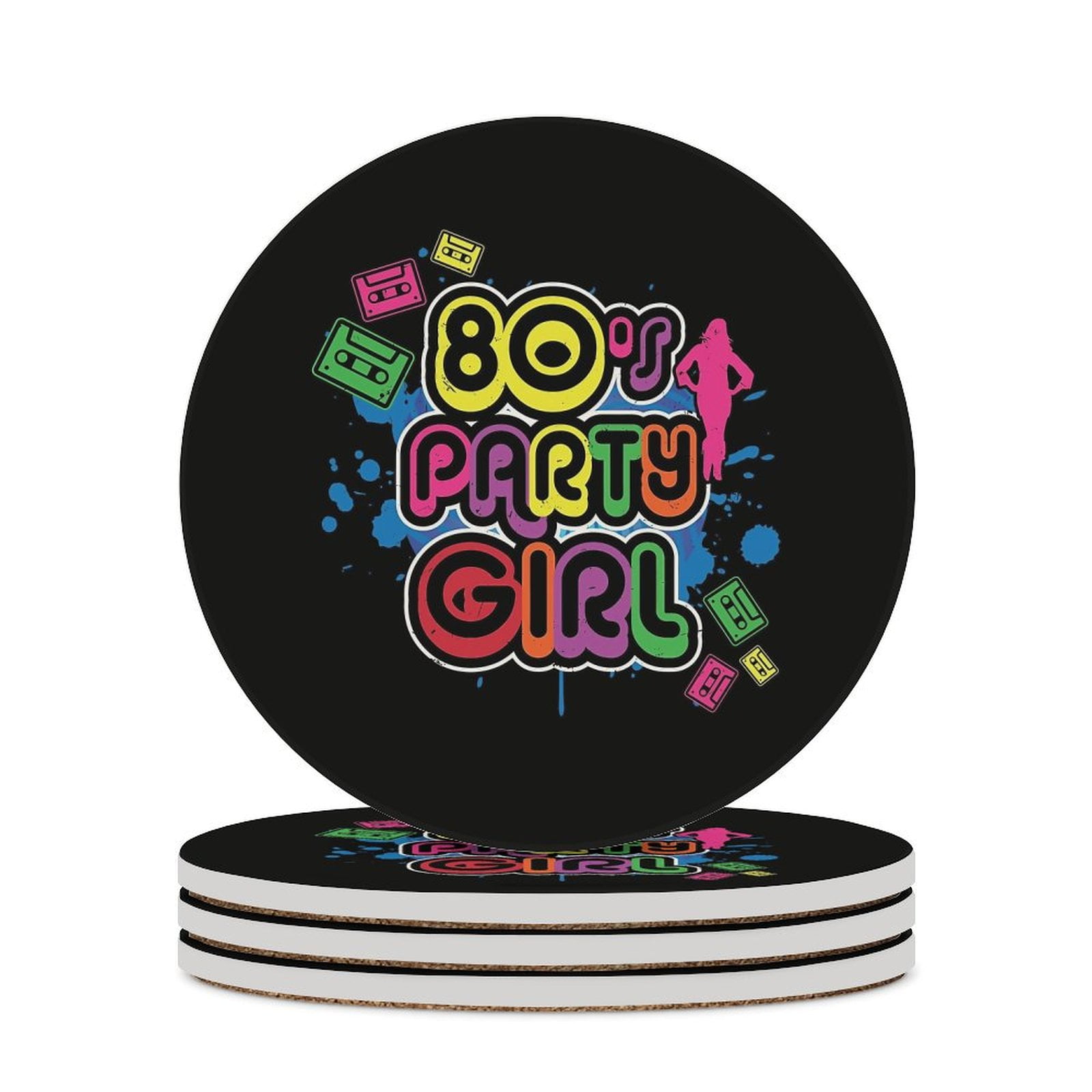 80s Party Girl Vintage Retro Eighties Costume Ceramic Coasters ...