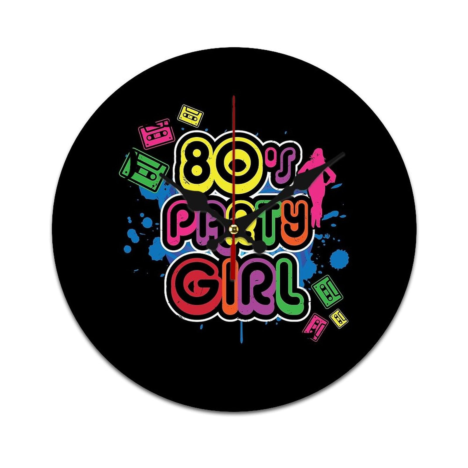 80s Party Girl Vintage Retro Eighties Costume Wall Clock Modern Design ...