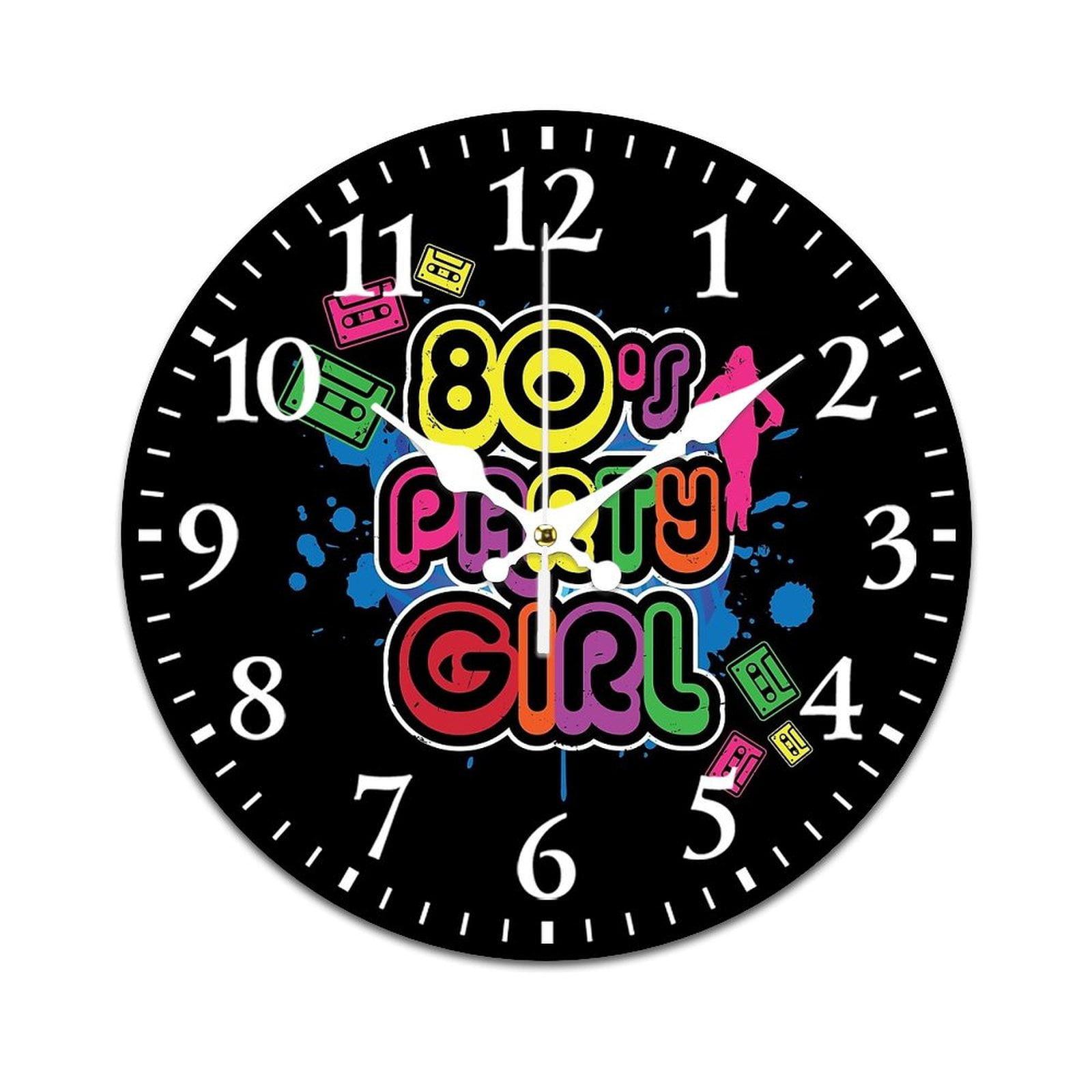 80s Party Girl Vintage Retro Eighties Costume Wall Clock Modern Design ...