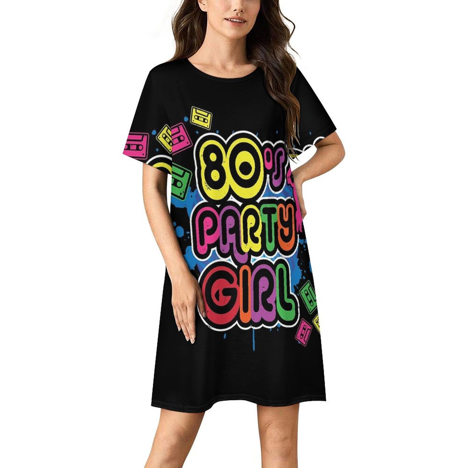 80s Party Vintage Retro Eighties Costume Women Nightgown Sleepwear ...