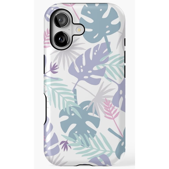 80s Purple Pastel Paradise Tropical Leaves Phone Case for iPhone 11 12 ...
