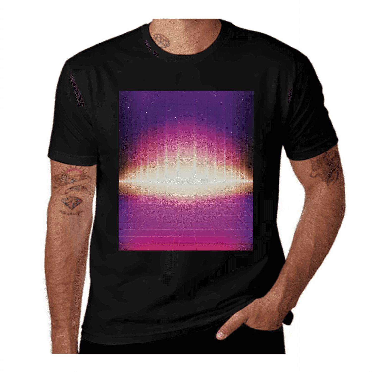 80s Retro Sci-Fi Background-Rave-Multicolor Casual Streetwea Everyday ...