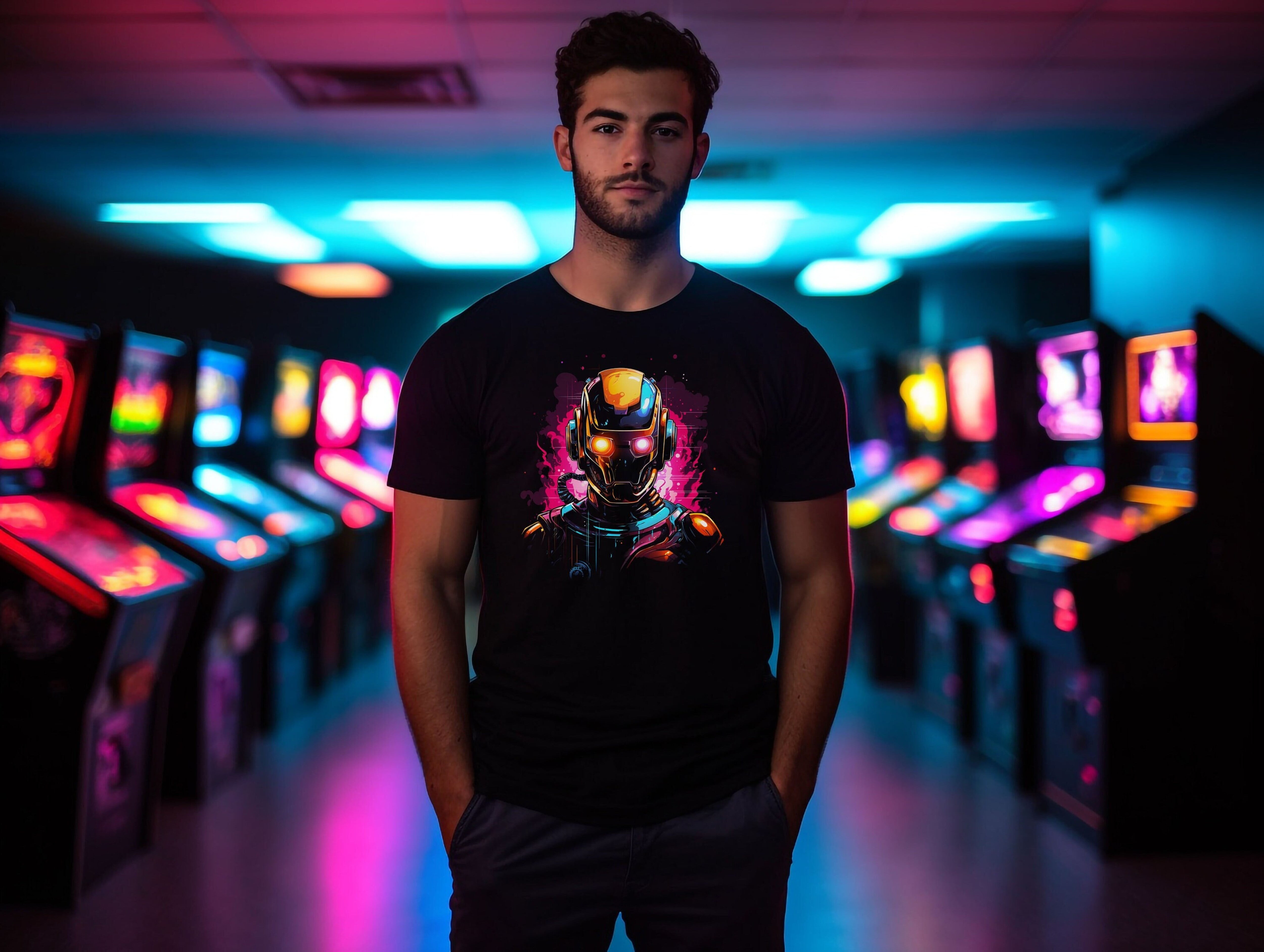 80s Retrowave Robot T-Shirt | Colorful Robot T-Shirt | Retrowave T-Shirt | Organic Cotton T ...