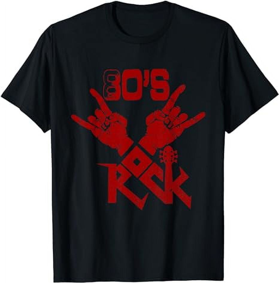 80s Rock Band Vintage Devil Horns Hand Gesture Rock and Roll T-Shirt ...
