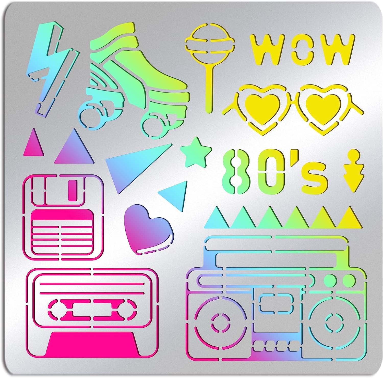 80s Stainless Steel Stencils 6x6 inch Retro Radio Drawing Stencils ...