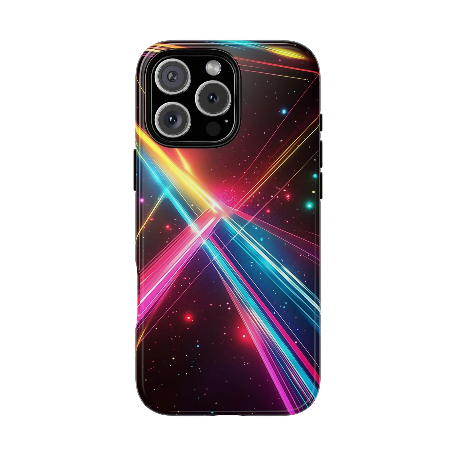 80s Style Laser Light Retro Phone Case for iPhone 11 to 17 Models ...