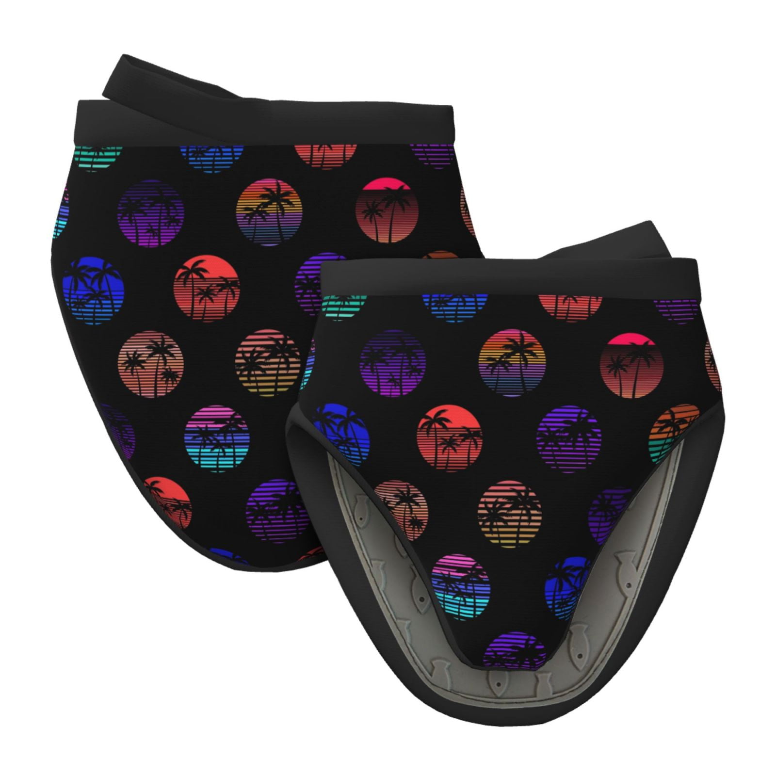 80s Style Palm Trees Oven Mitts Heat Resistant, Soft Lining Silicone ...