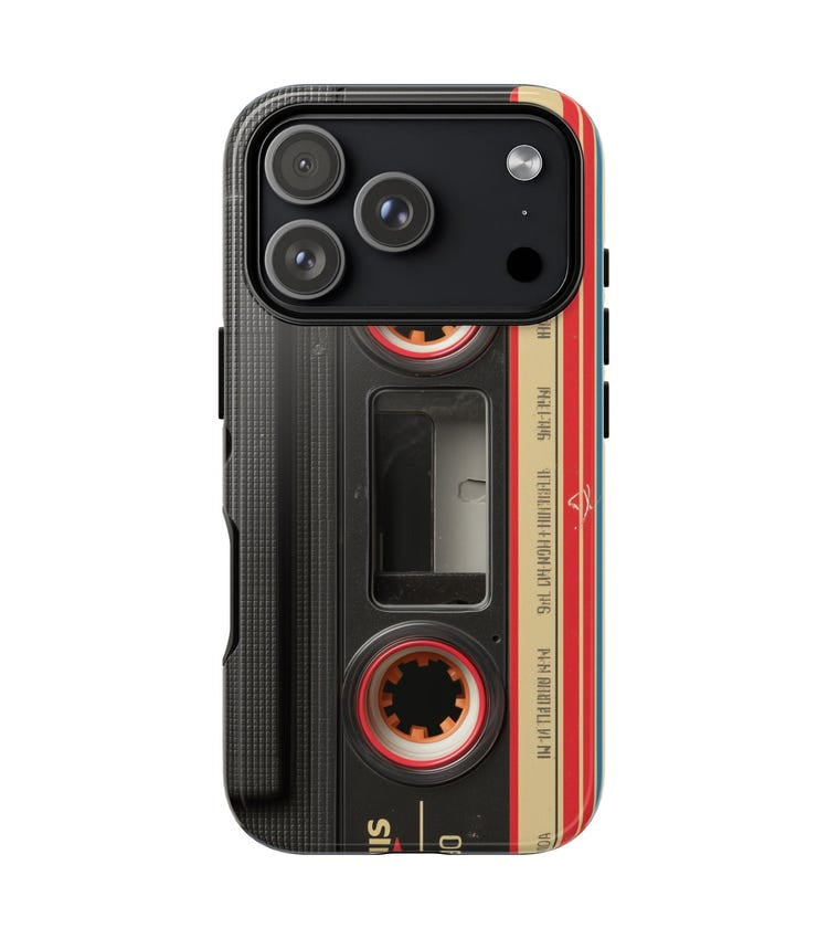 80s Style Retro Cassette Tape Tough Phone Case for iPhone 11-17 Series ...