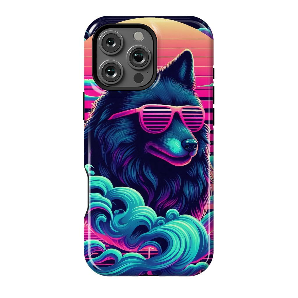 80s Synthwave Wolf Sunset For iPhone 11 to 17 Pro Max Compatible Phone ...