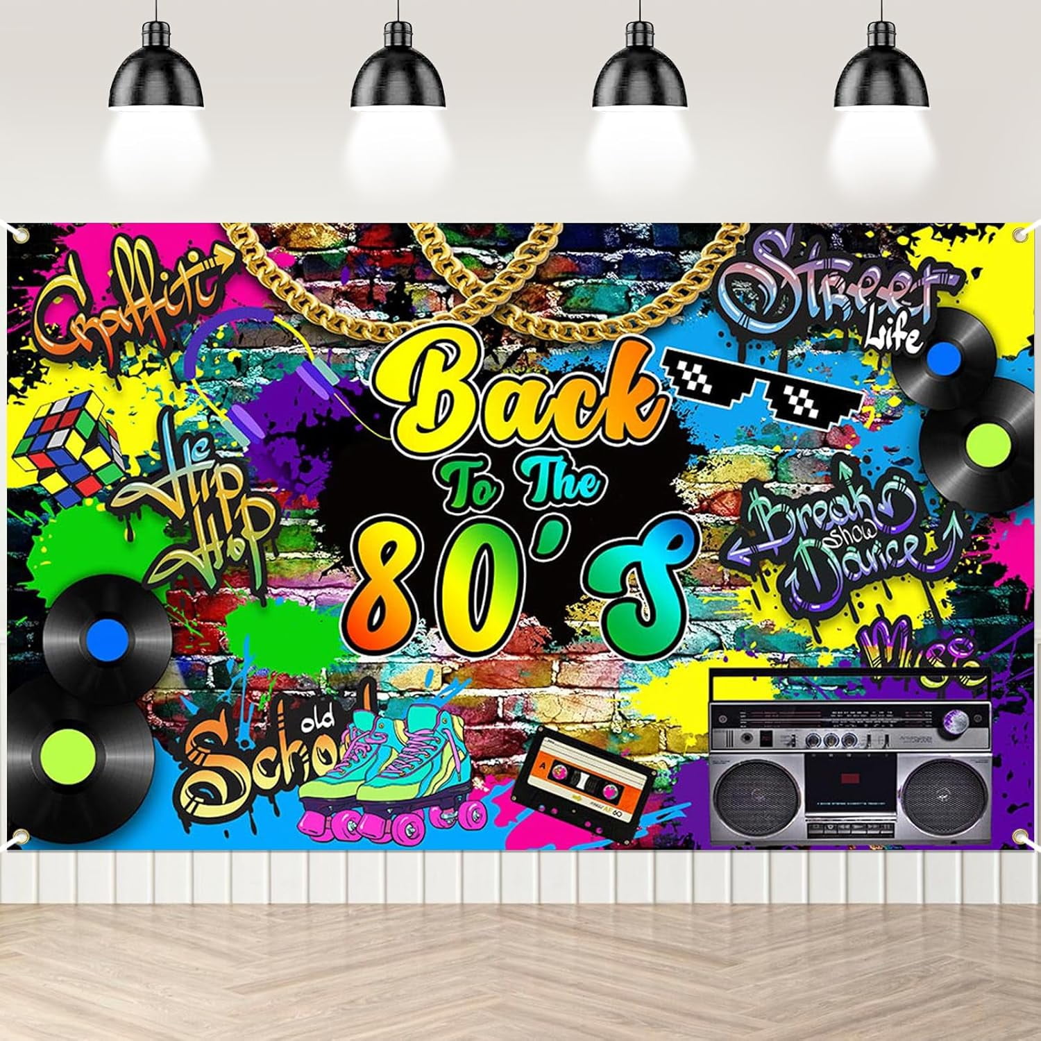 80s Theme Party Backdrop Back to The 80s Party Decorations Hip Pop 80s ...
