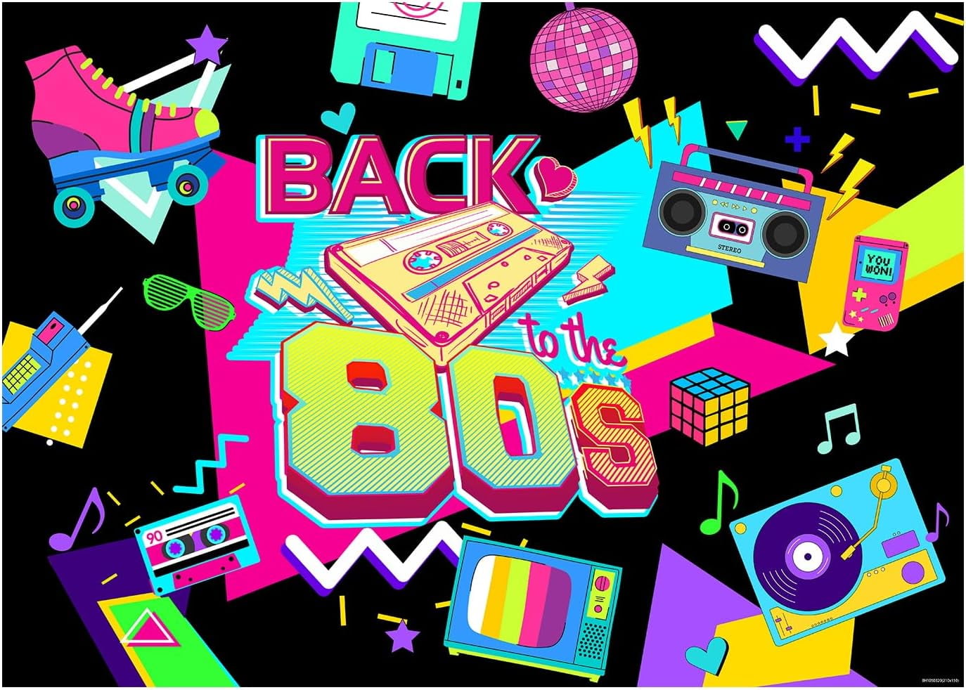 80s Theme Party Decorations, Colorful Back to 80s Backdrop, 1980s ...