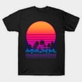 80s Vaporwave Palm Trees Sunset Retro Outrun Grid Aesthetic Unisex T ...