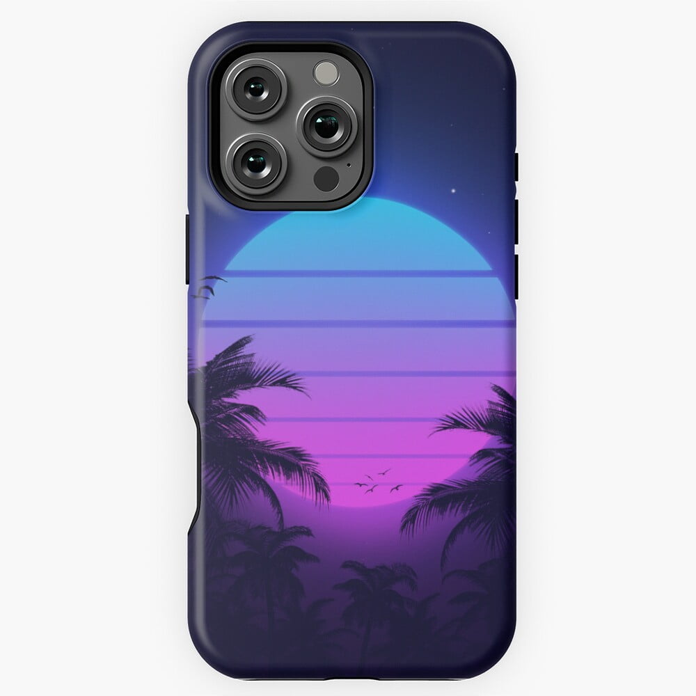 80s Vaporwave Sunset Retro Synthwave Horizon Art Phone Case Compatible ...