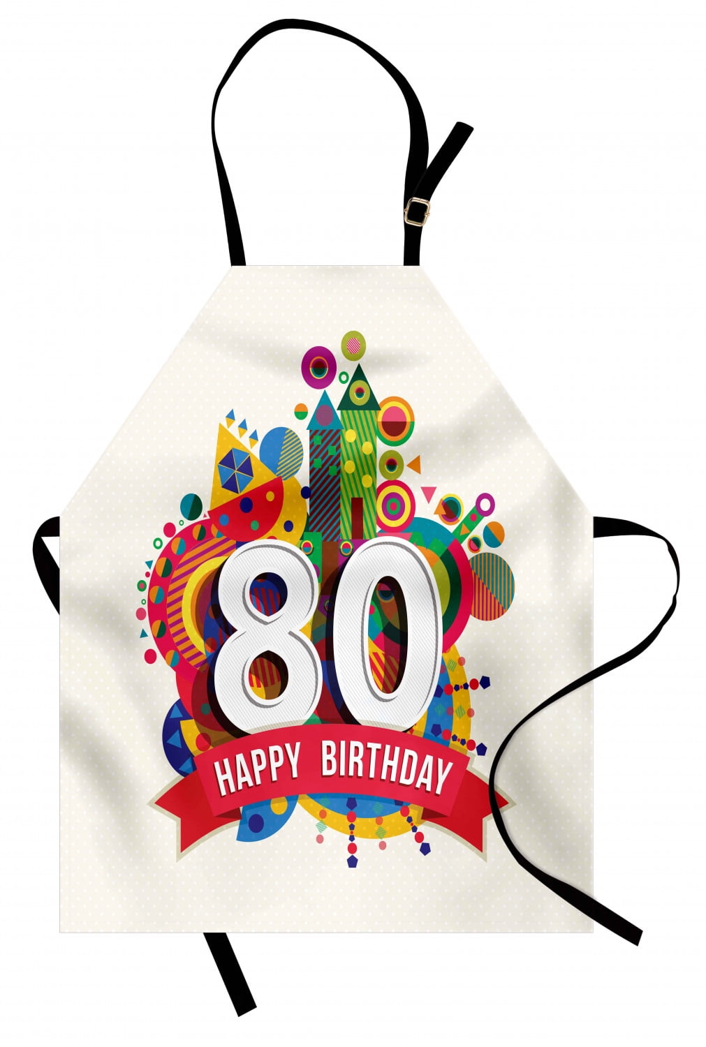 80th Birthday Apron Happy Birthday Ribbon with Geometrical Castle Boat ...