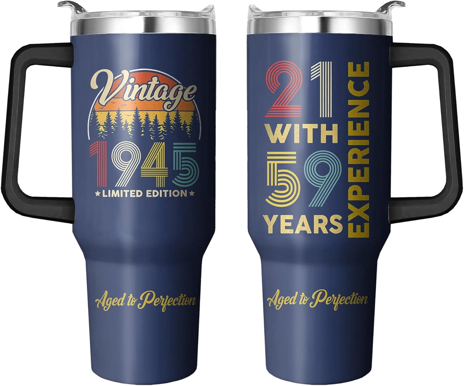 80th Birthday Cups with Handle & Straw, 40 Oz Stainless Steel 80 th ...