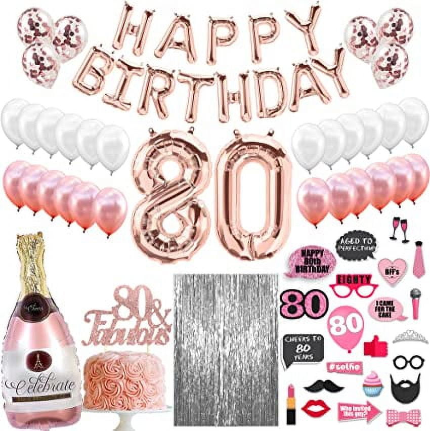 80th Birthday Decoration Rose Gold, 80 Party Supplies Decoration, 80th ...