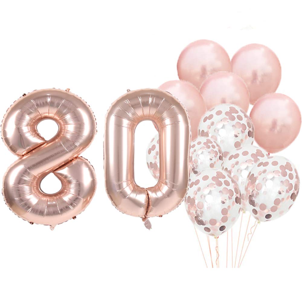 80th Birthday Decorations Party Supplies,80th Birthday Balloons Rose ...
