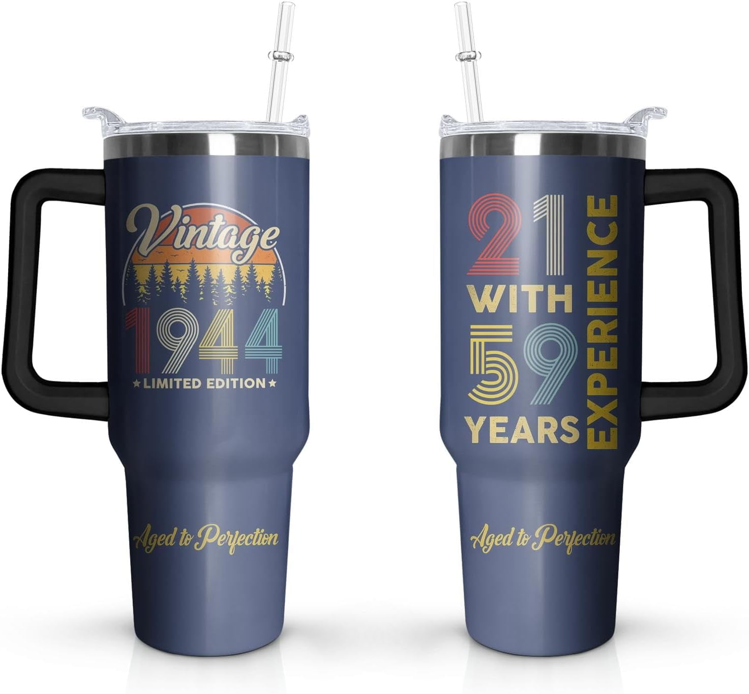 80th Birthday Gifts Cup, 40 Oz Stainless Steel Tumbler with Handle ...