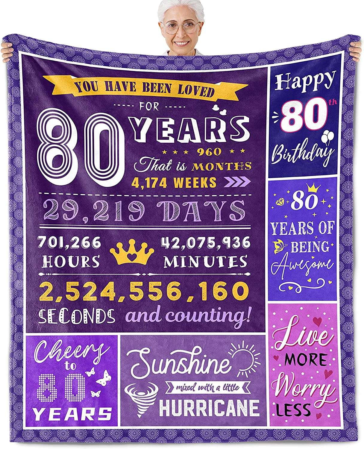 80th Birthday Gifts for Women Happy 80th Birthday Decorations for Women ...