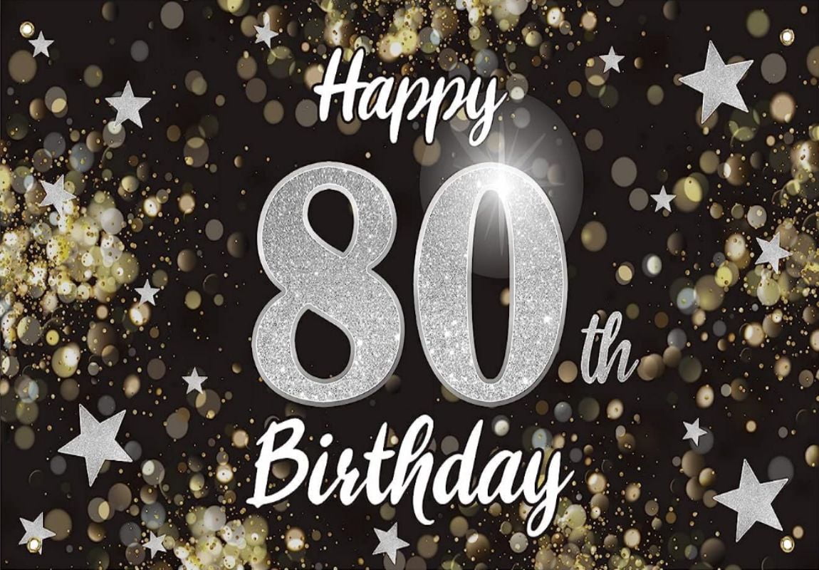 80th Birthday Party ration Black Gold Sign Poster Supplies 80th ...