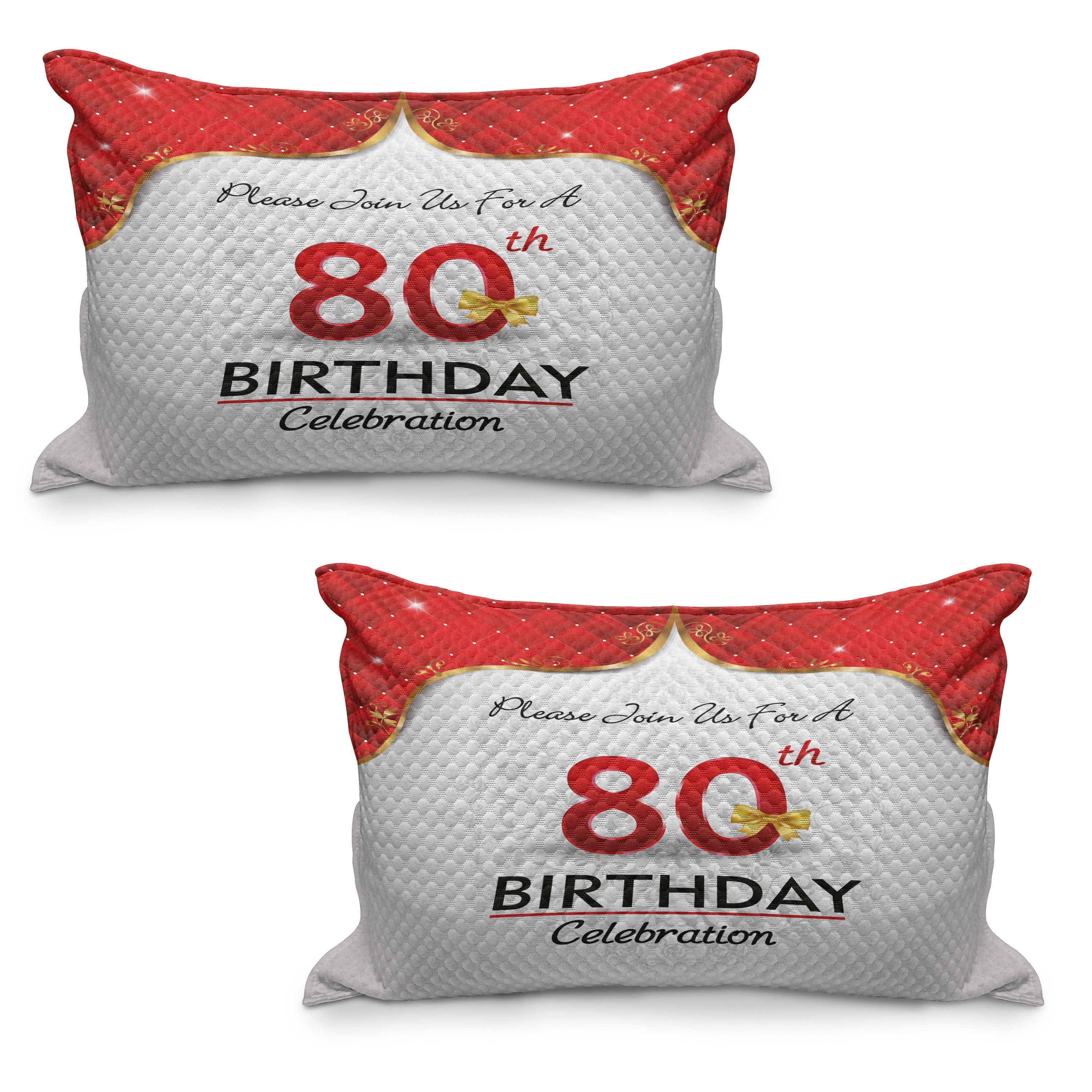 80th Birthday Quilted Pillowcover Set of 2, Birthday Party Invitation ... 80th Birthday Quilted Pillowcover Set of 2, Birthday Party Invitation ...