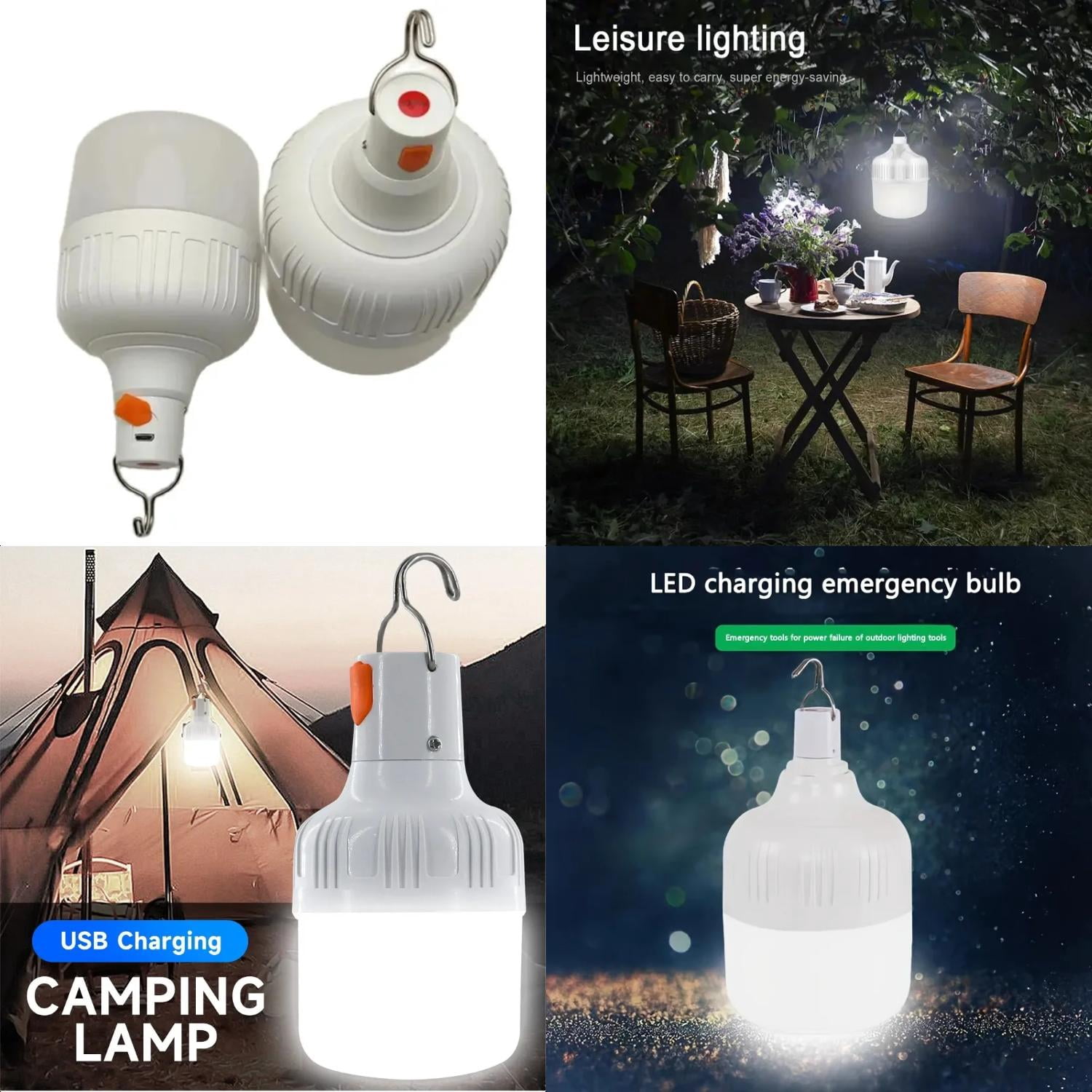80w White Rechargeable Bulbs - Perfect Camping Fishing And Emergency ...