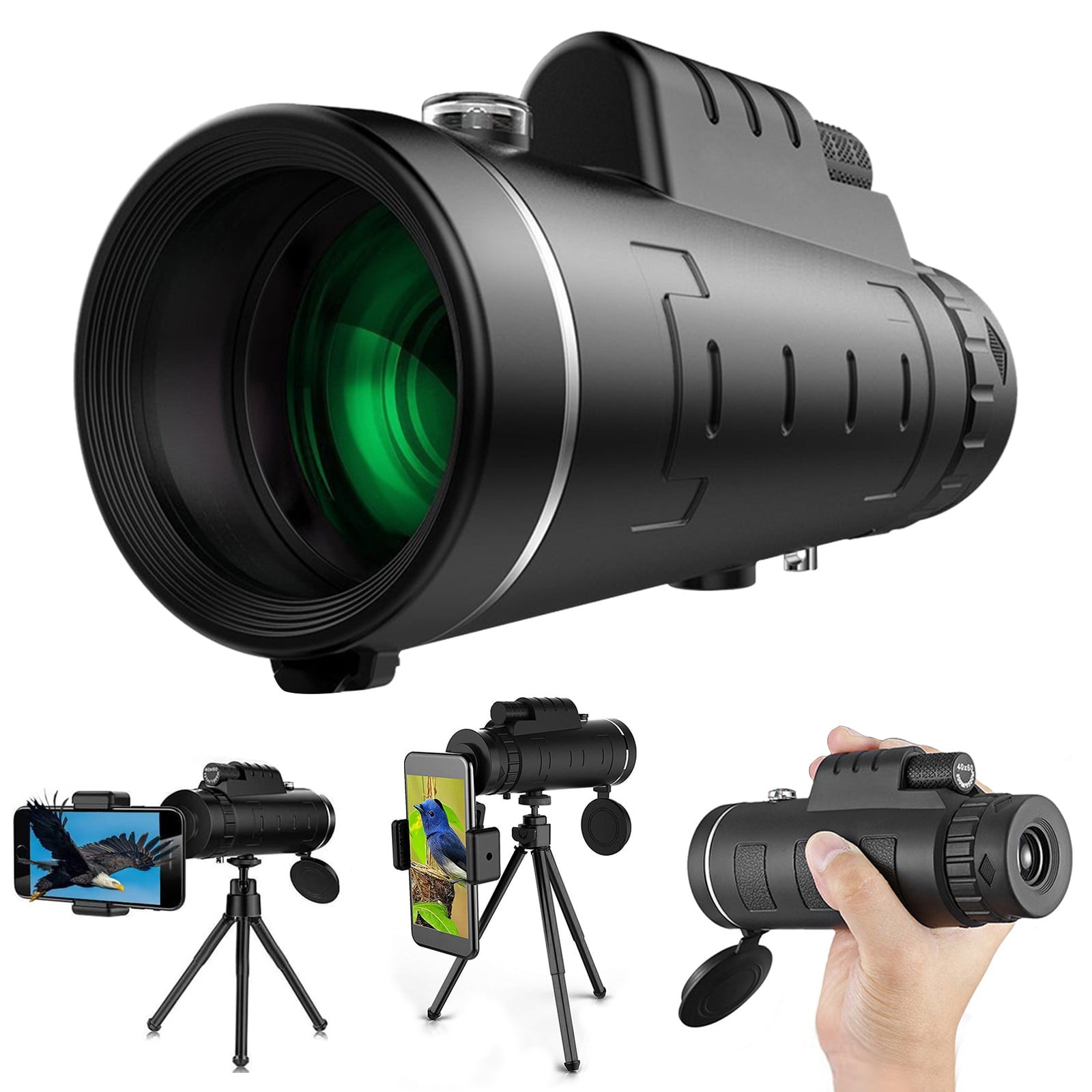 80x100 HD Monocular for Adults High Powered with Phone Adapter and ...