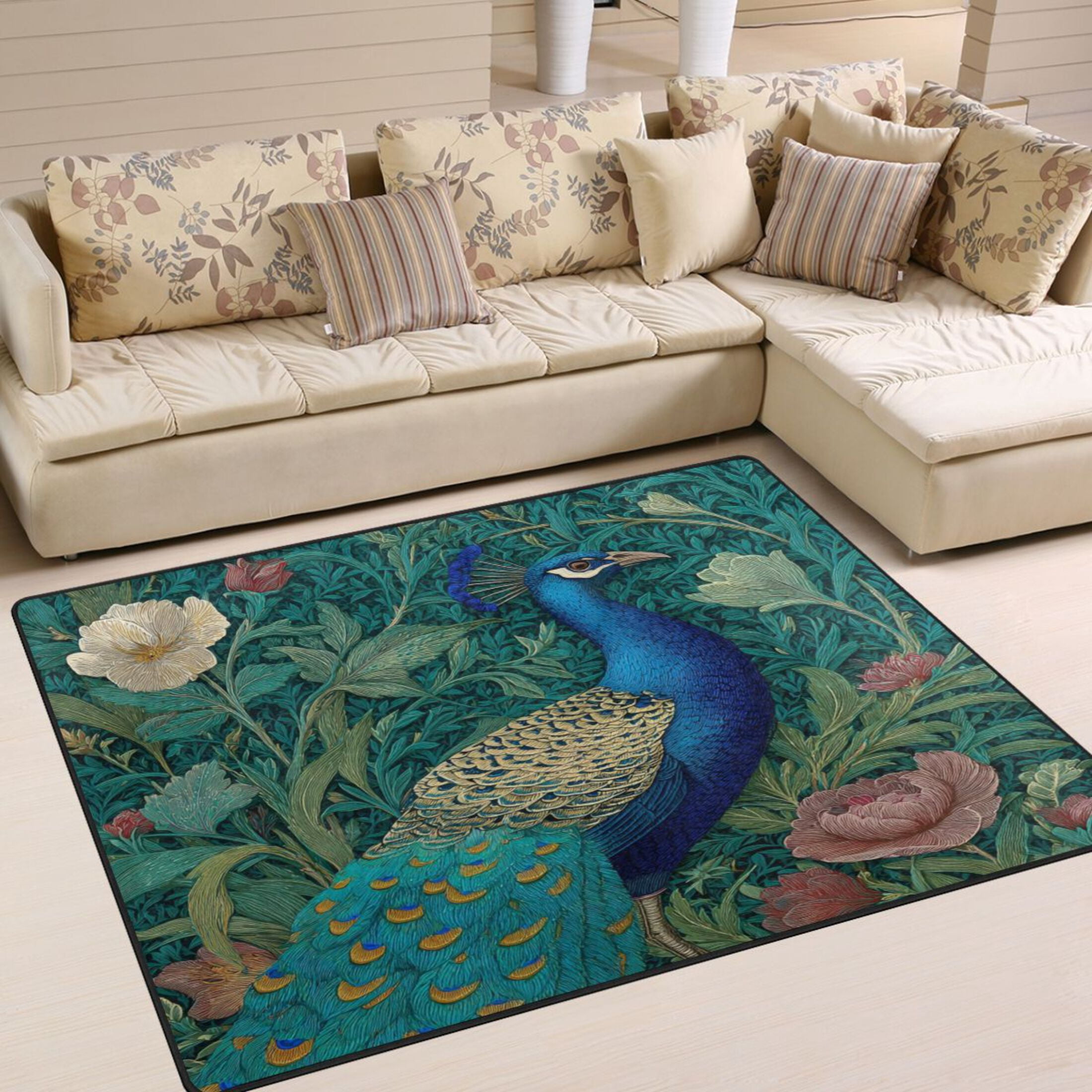 80x58in Area Rug Machine Washable Floor Mats Skid-Resistant Backing ...
