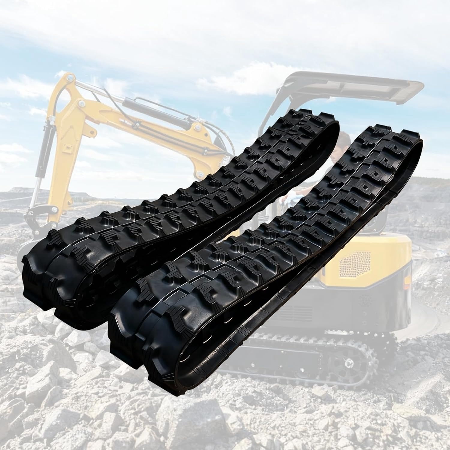 80x72x37 Rubber Tracks (2 Pieces) Suitable for 1-Ton Compact Mini ...