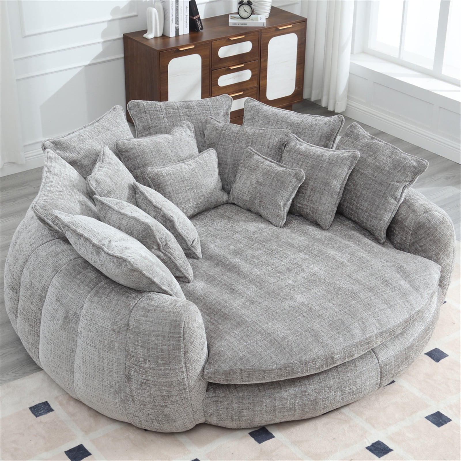 81.1" Cloud Couch Sleeper Sofa, Oversized Round Chaise Lounge Chair ...