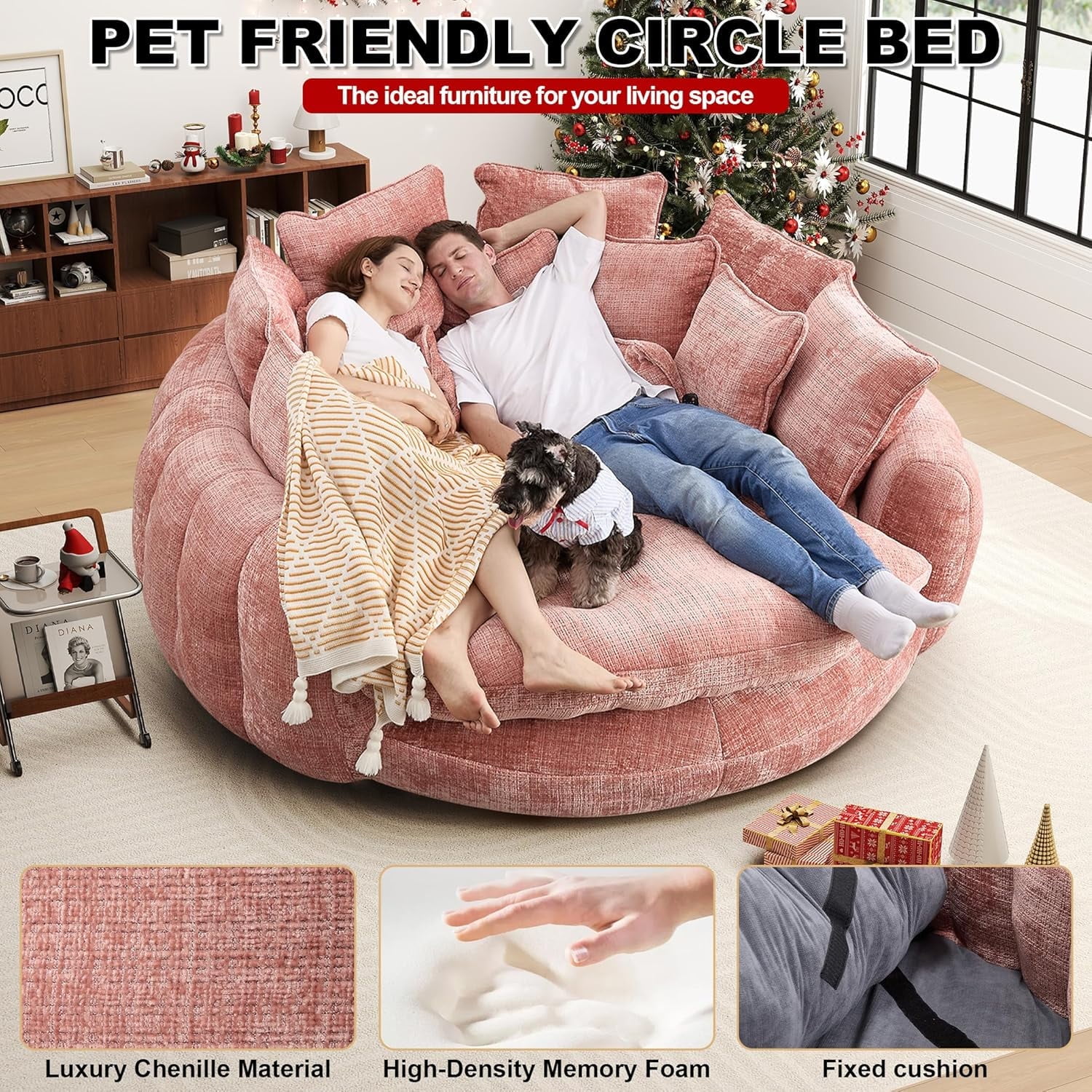 81.1" Cloud Couch Sleeper Sofa, Oversized Round Chaise Lounge Chair ...