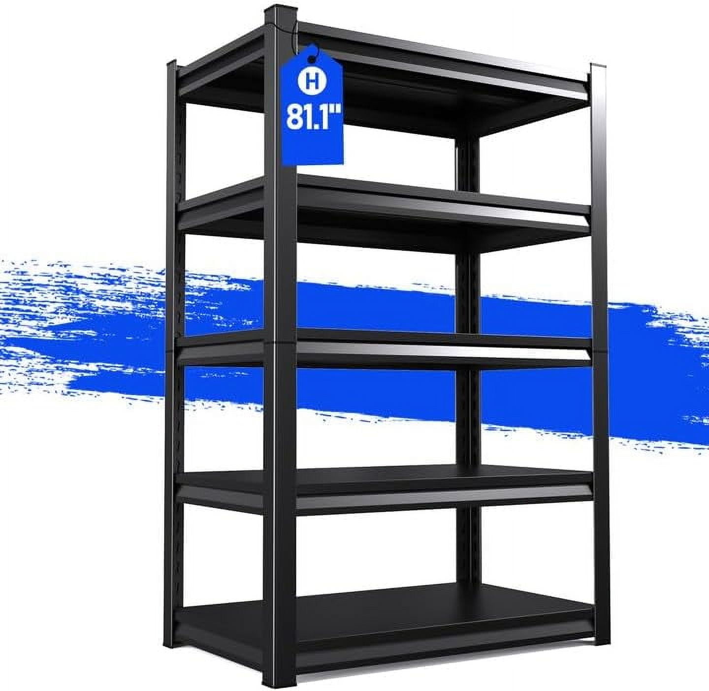 81.1”H Storage Shelves, 5 - Tier Garage Shelving Heavy Duty, Adjustable ...