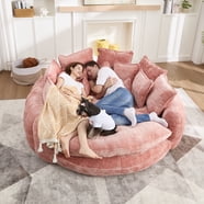 Aukfa 81" Oversized Round Chaise Lounge Sofa Bed, Modern Chenille Cloud ...