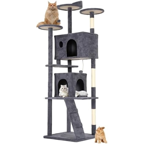 | 81" Cat Tree Tower | Dark Gray | Sturdy, Easy to Assemble, Multi ...