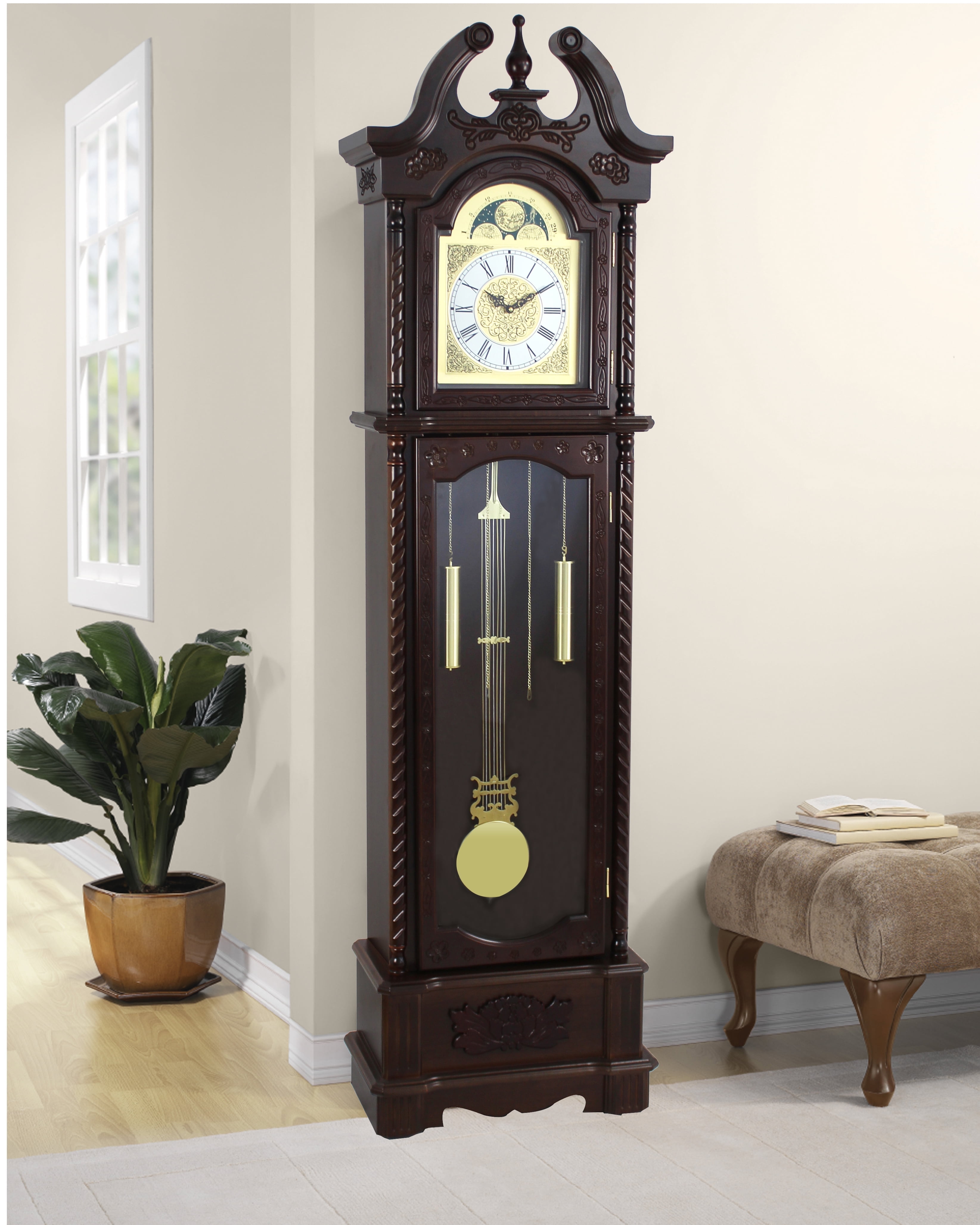 81.5'' Floor Standing Grandfather Floor Clock Walnut Finish - Walmart.com