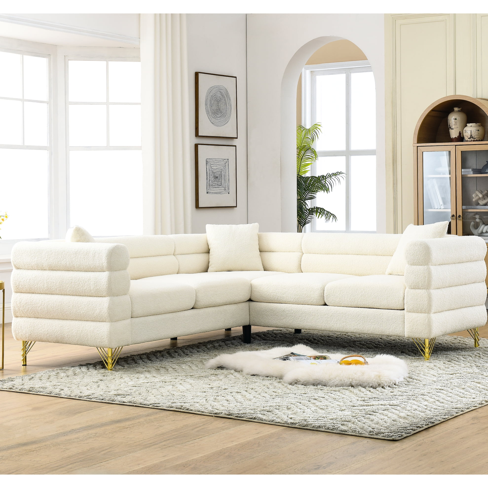 81.5-inch L-shaped Sectional , 5 Corner Couch For Apartment. Streamline ...