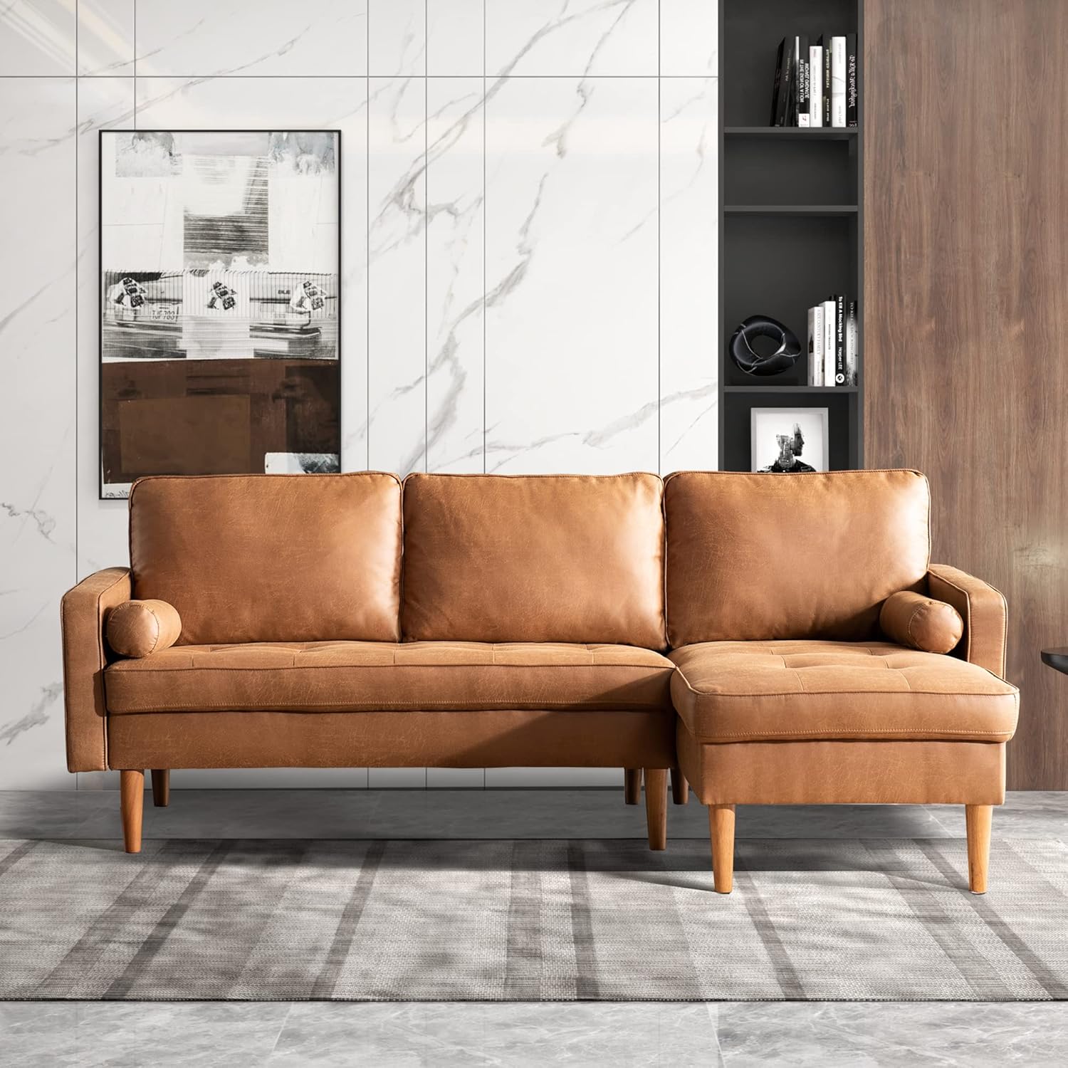 81.51" L Shaped Couch with Left Chaise Mid Century Modern Sectional ...