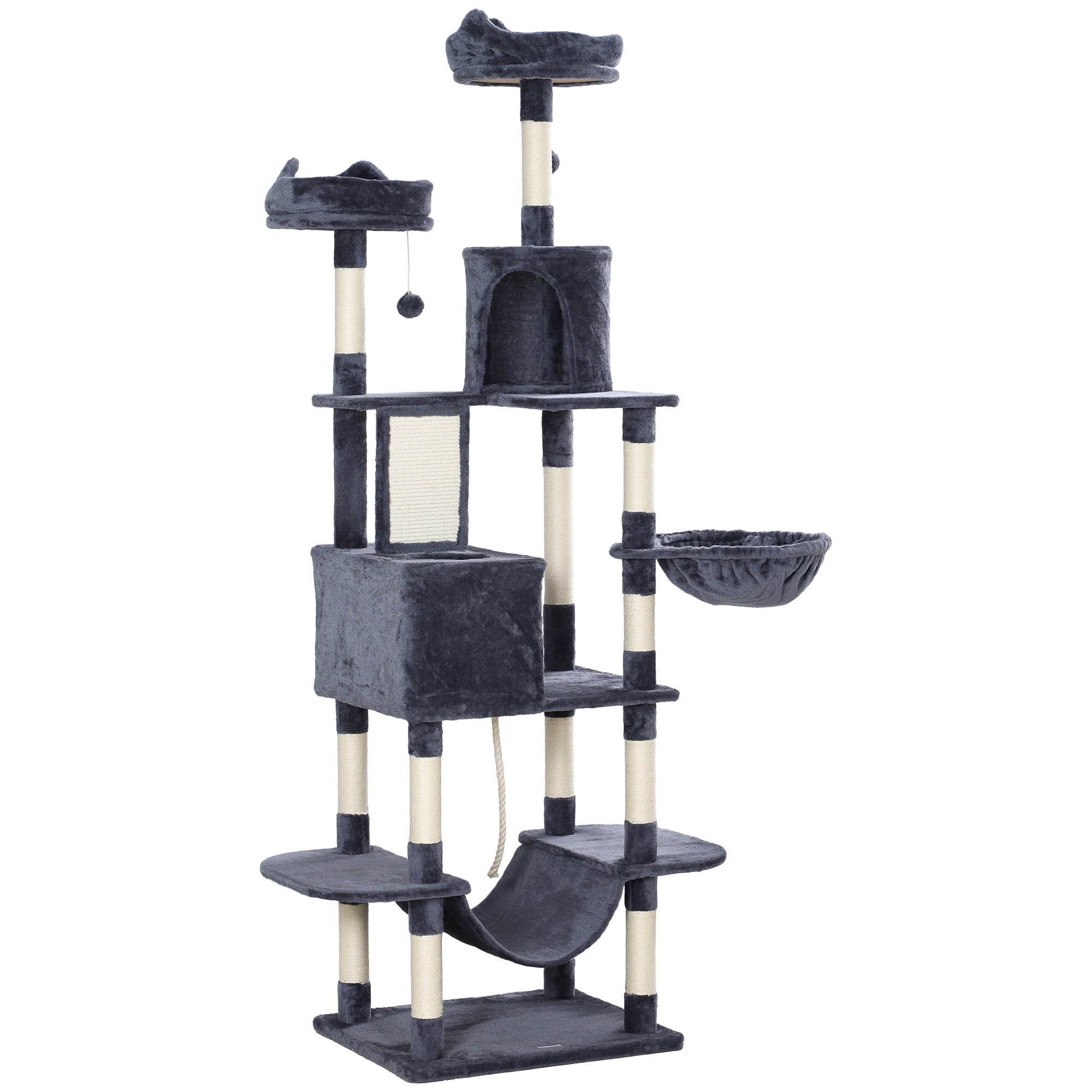81" Cat Tree w/ Cat Scratching Posts, Scratching Board, Condos, Beds ...