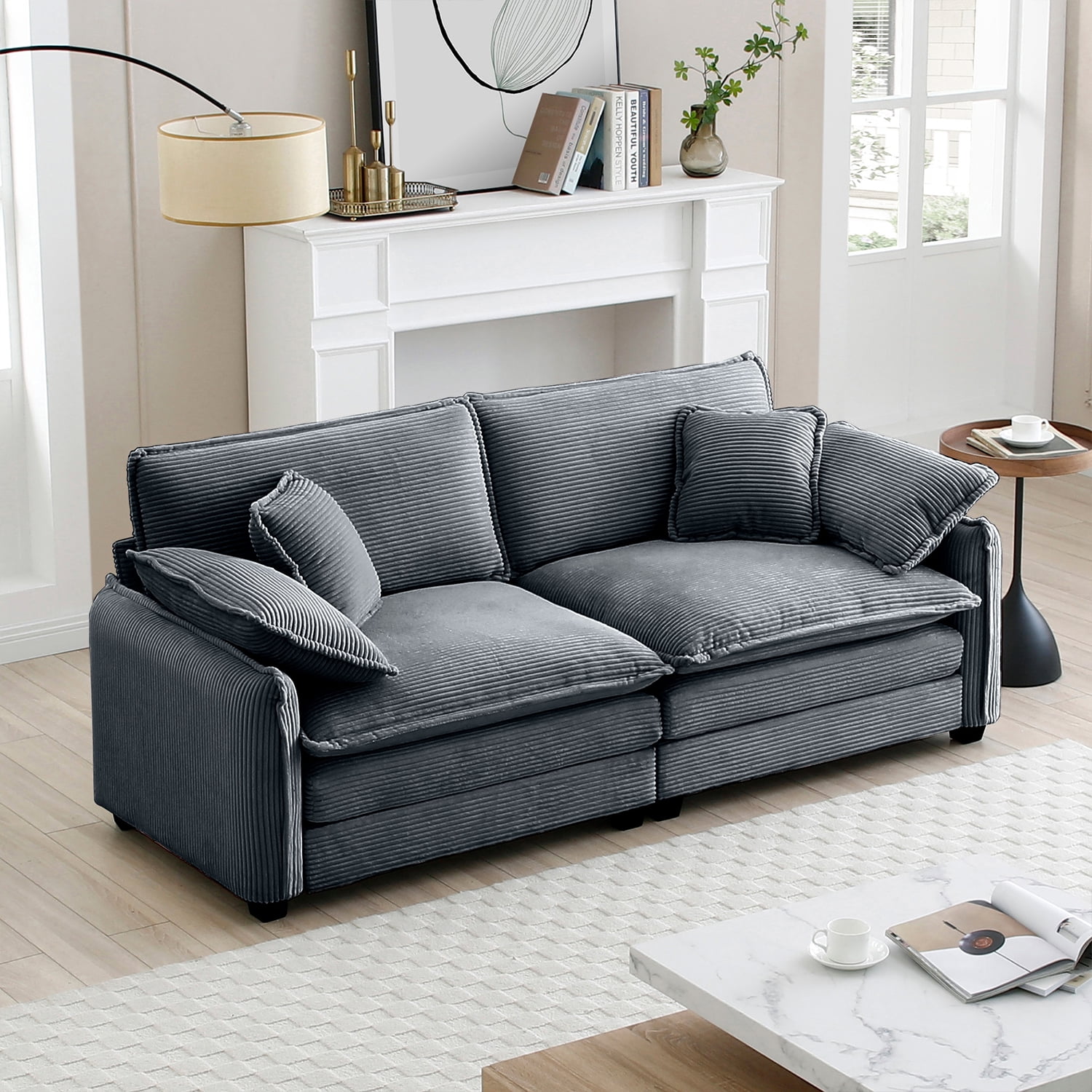 81" Corduroy Modern Loveseat Sofa, 2 Seater Sectional Couches for ...