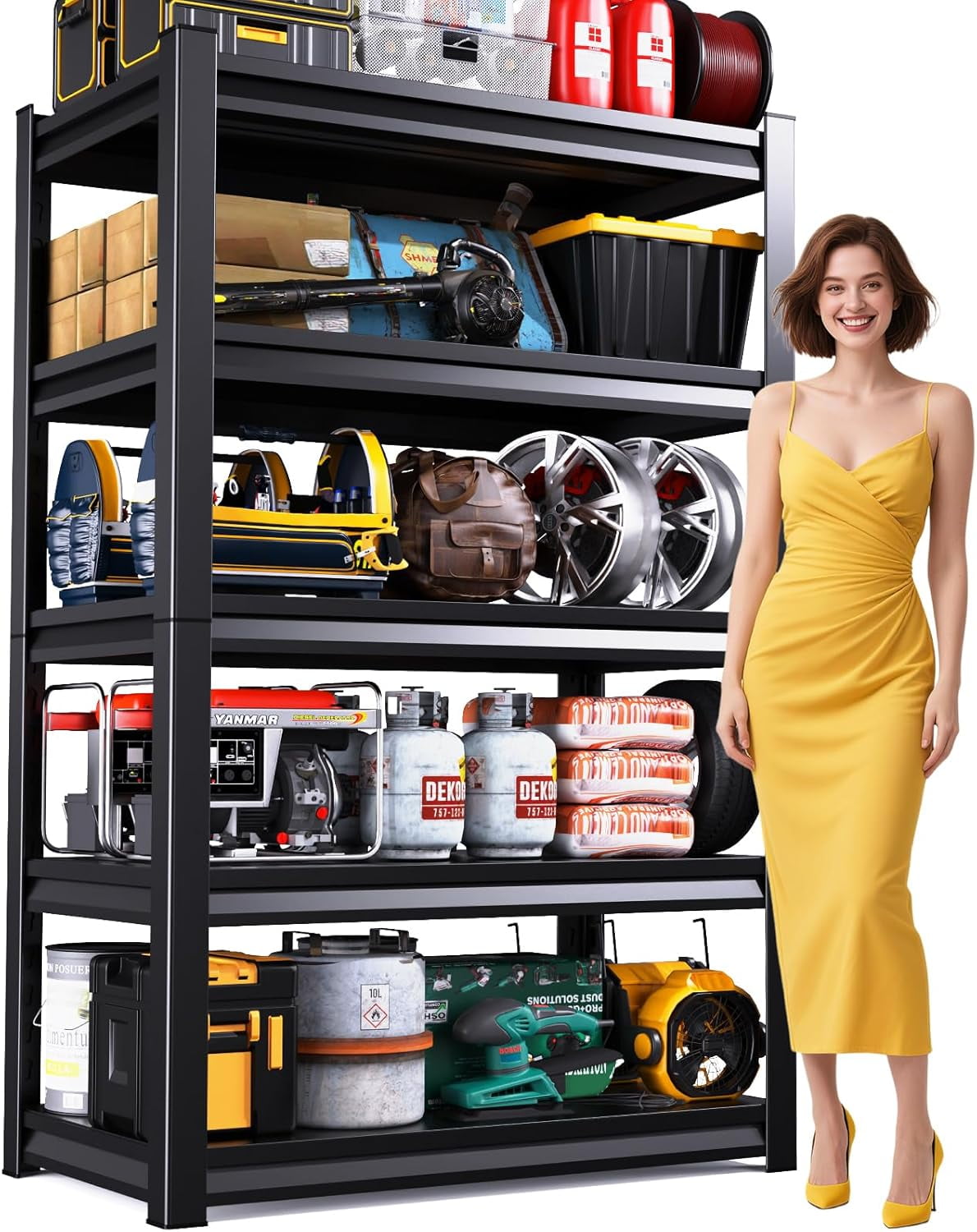 81”H Garage Shelving,Adjustable Garage Storage Shelves,3000LB Heavy ...