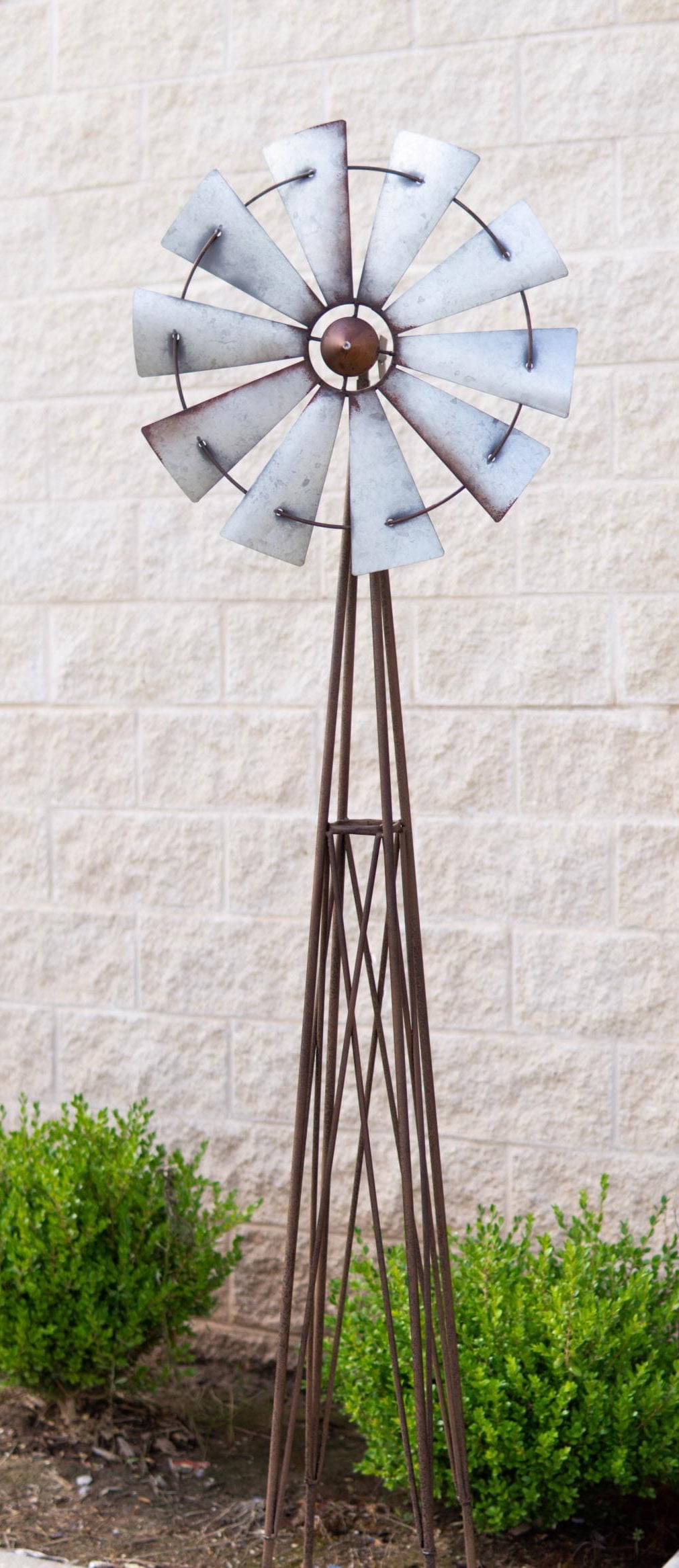 81"H Oversized Rustic Western Country Farm Windmill Outpost Galvanized ...