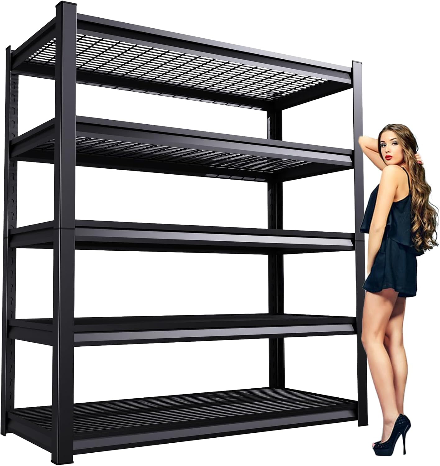 81" H Storage Shelves 5-Tier Garage Storage Shelves Heavy Duty Metal ...