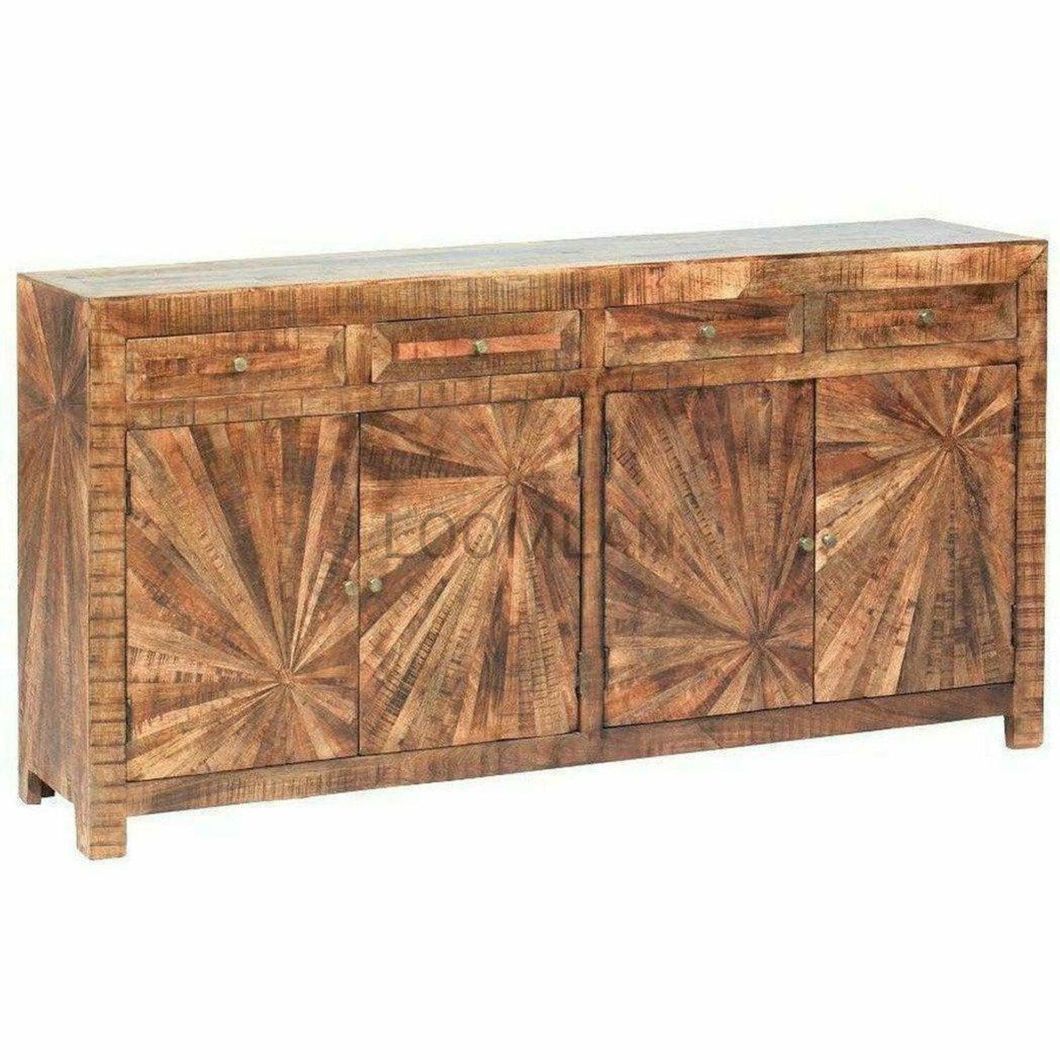 81 Jumbo Rustic Sideboard Buffet with Drawers Sunburst Pattern ...