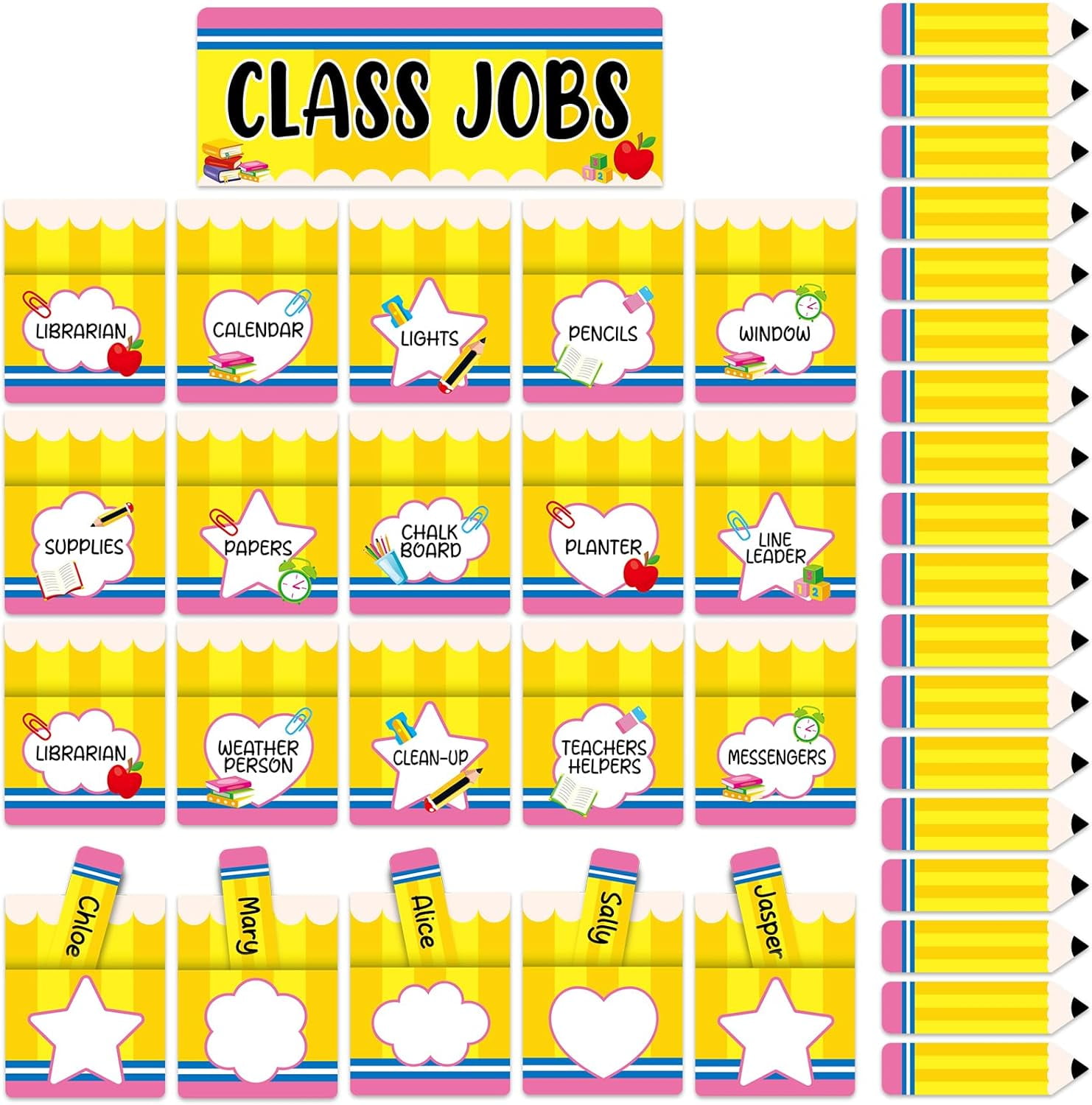 81 PCS Pencil Class Jobs Bulletin Board Pencils Theme Classroom Jobs ...