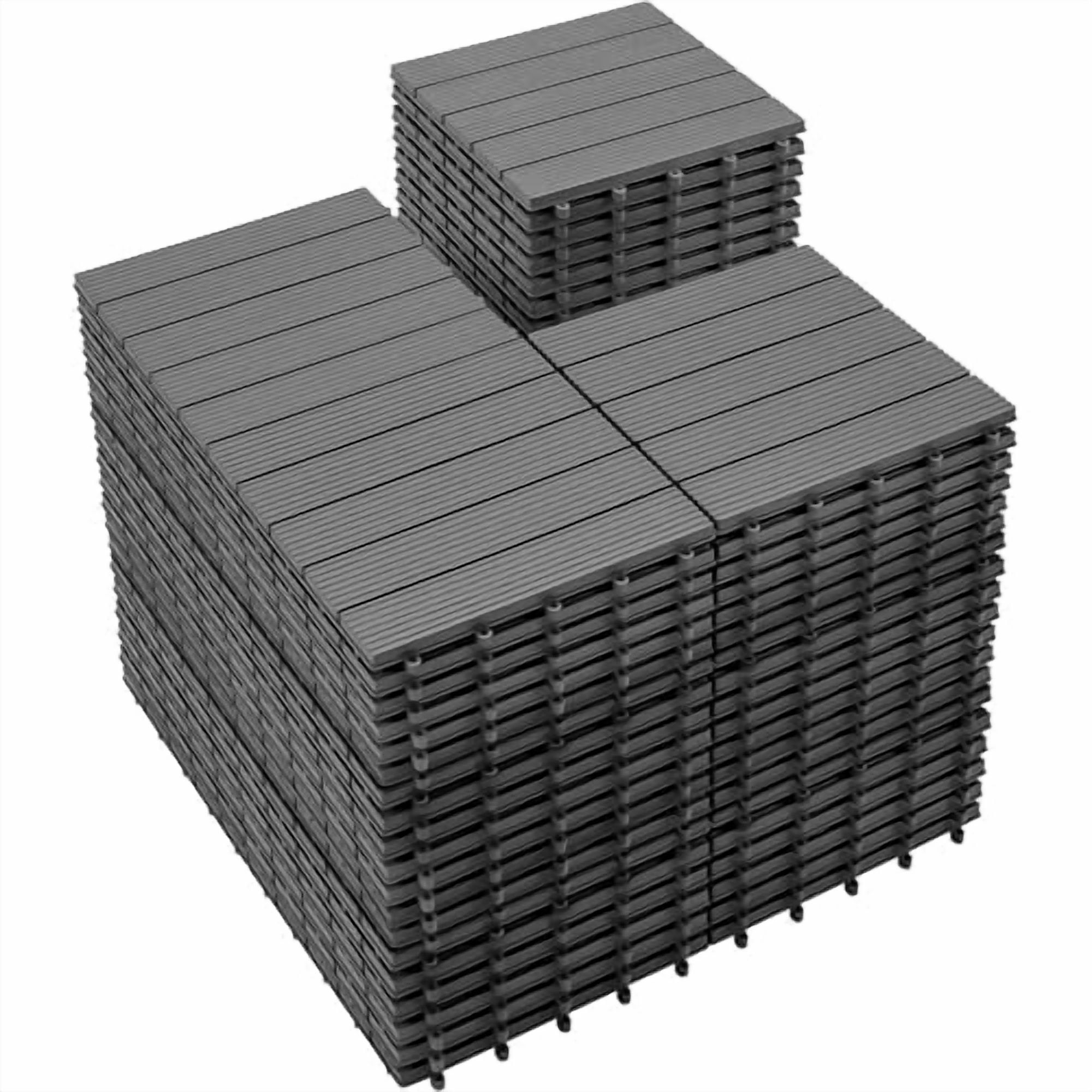 81 PCS Plastic Interlocking Deck Tiles - 12" x 12" Waterproof Indoor ...