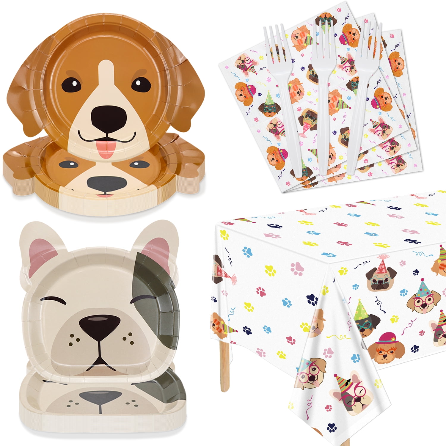 81 Pcs Dog Party Decorations - Including Plates, Napkins, Puppy ...