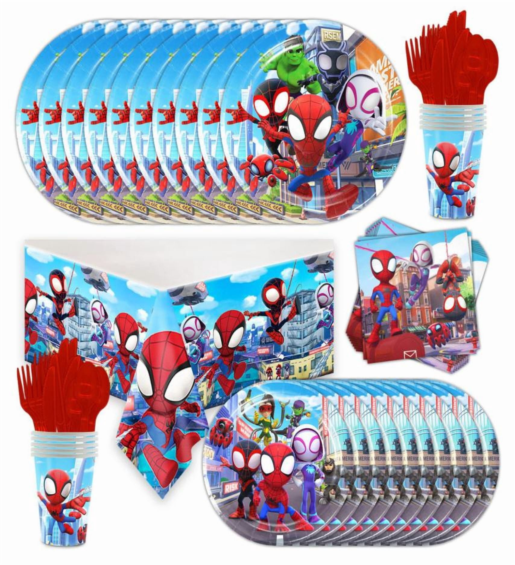 81 Pcs, Spider-Man Birthday Party Supplies 10 Guests, Spidey and His ...